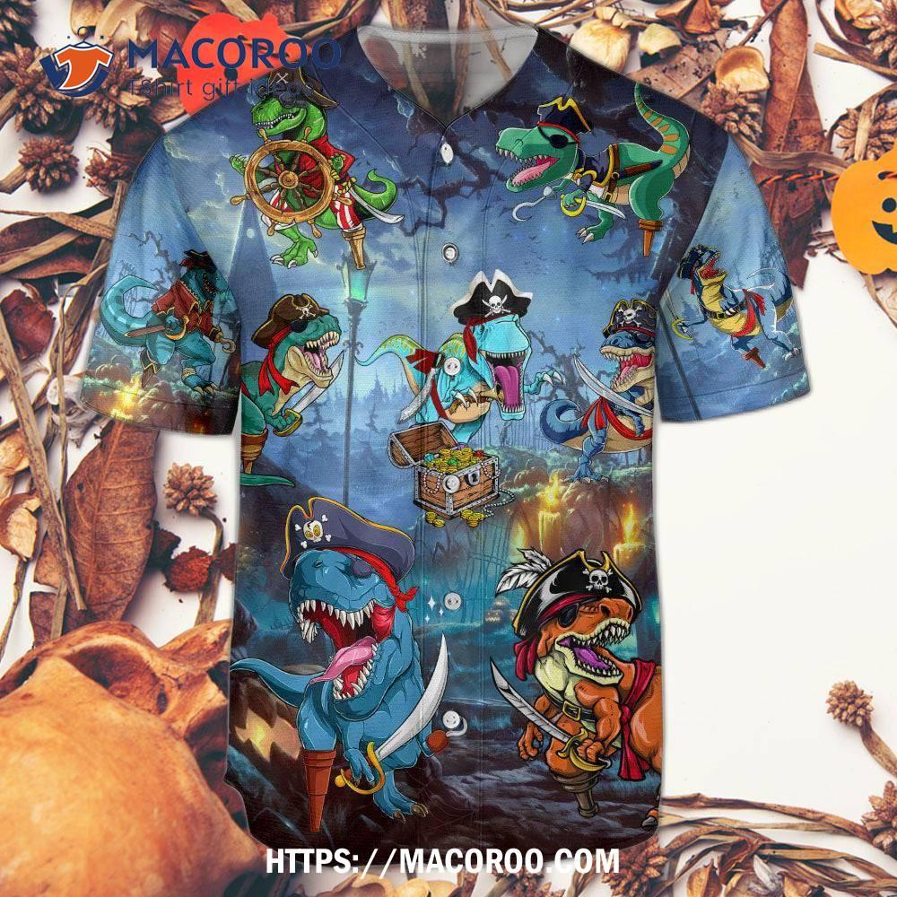 Halloween Pirate Dinosaur Scary Baseball Jersey