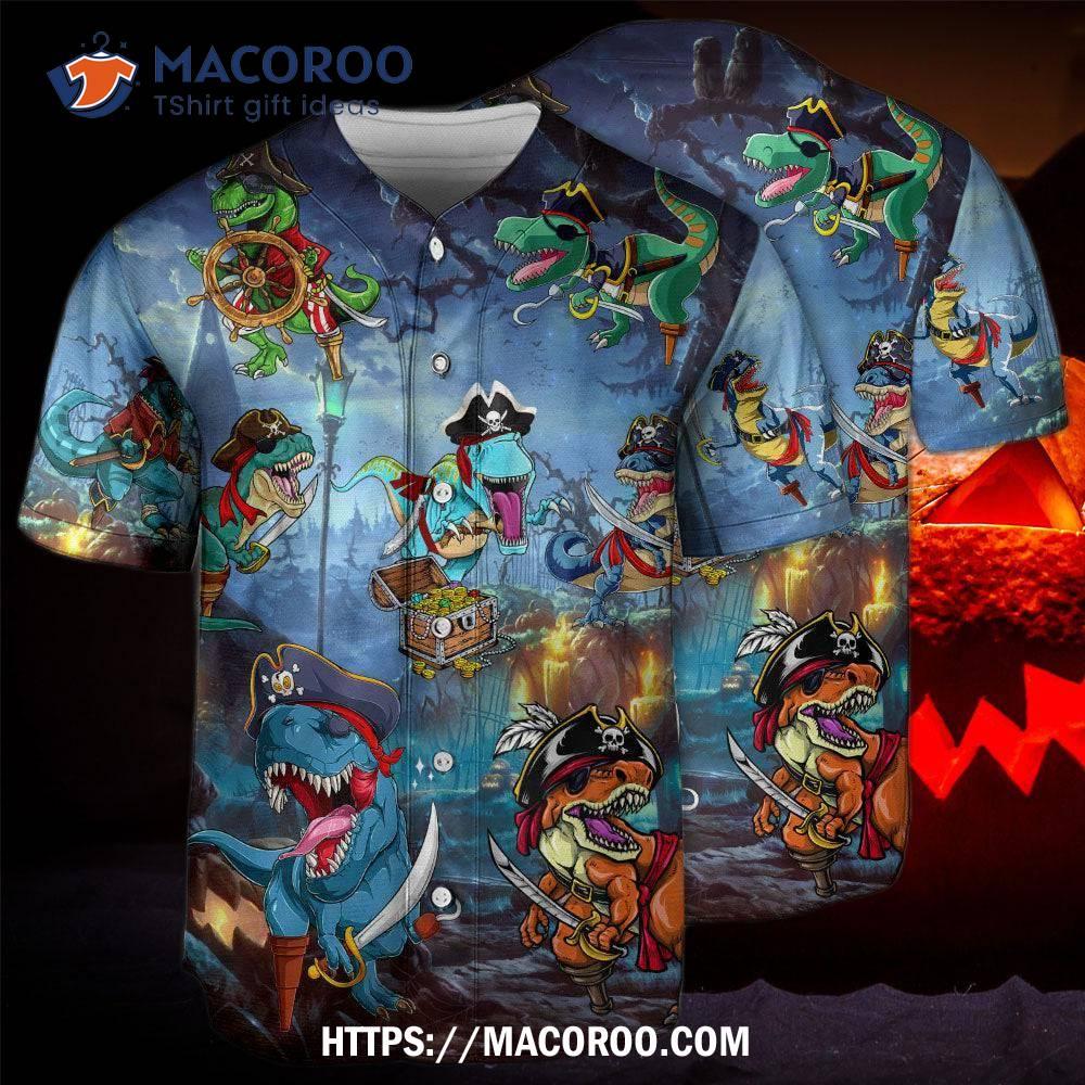 Halloween Pirate Dinosaur Scary Baseball Jersey